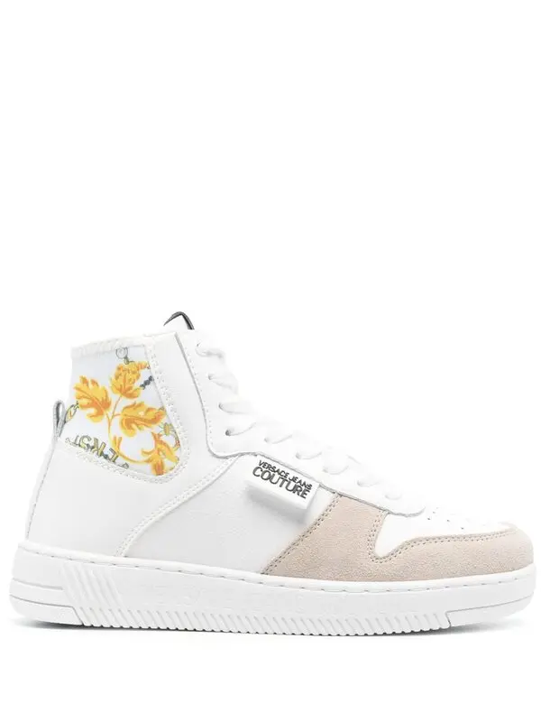 Versace Baroque-panel High-top Sneakers - White