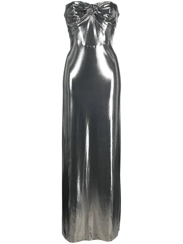 Magda Butrym Strapless Metallic Maxi Dress - Silver