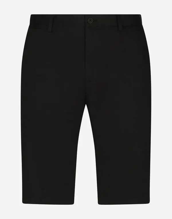 Dolce & Gabbana Stretch Cotton Tailored Shorts With Dg Patch