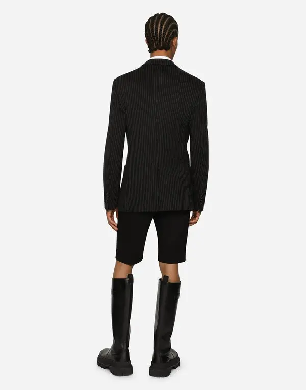 Dolce & Gabbana Stretch Cotton Tailored Shorts With Dg Patch