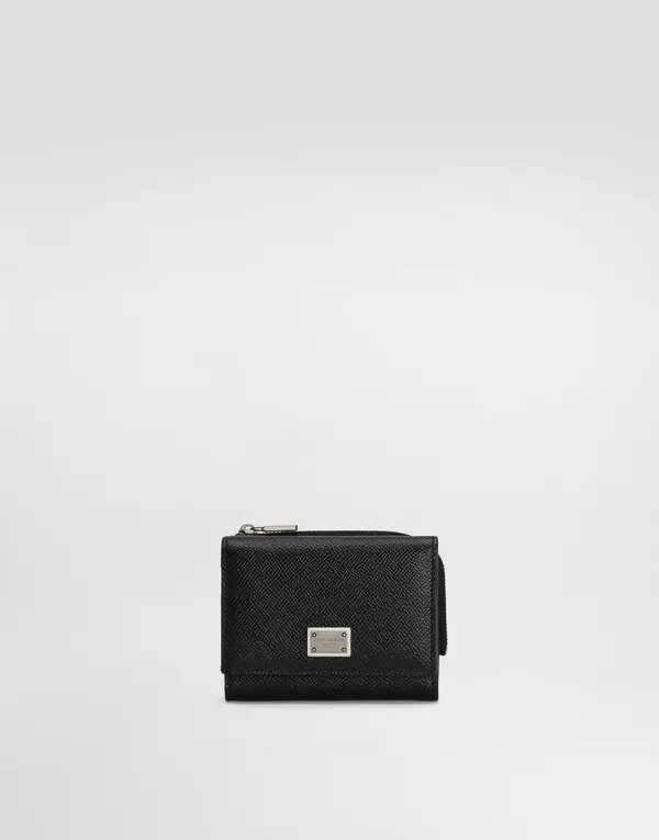 Dolce & Gabbana Calfskin French-flap Wallet With Logo Tag - Black