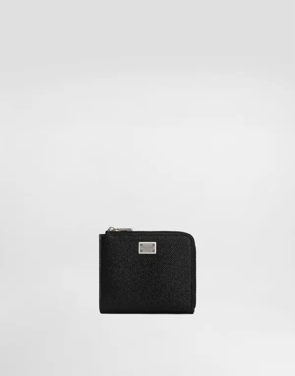 Dolce & Gabbana Calfskin Card Holder With Branded Plate - Black