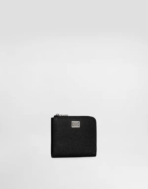 Dolce & Gabbana Calfskin Card Holder With Branded Plate - Black