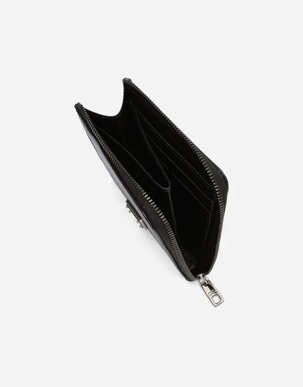 Dolce & Gabbana Calfskin Card Holder With Branded Plate - Black