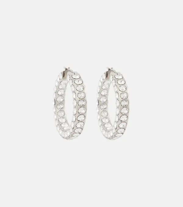 Amina Muaddi Jahleel Crystal-embellished Hoop Earrings - Silver