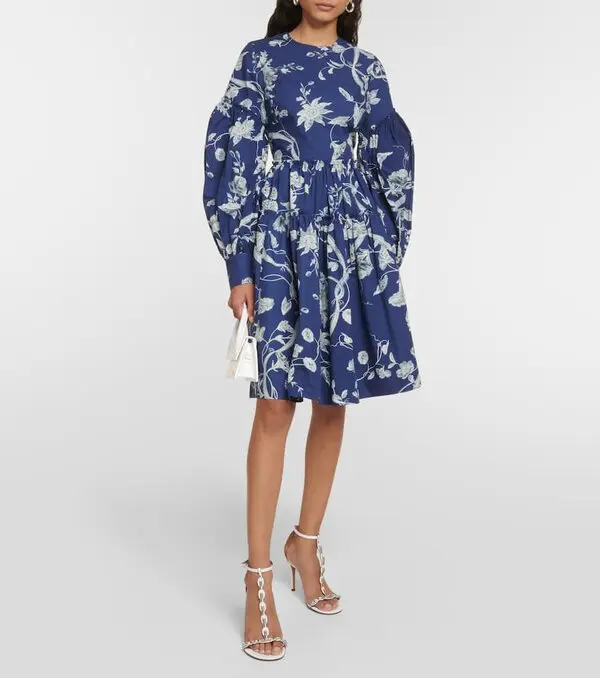 Erdem Floral Cotton Poplin Minidress