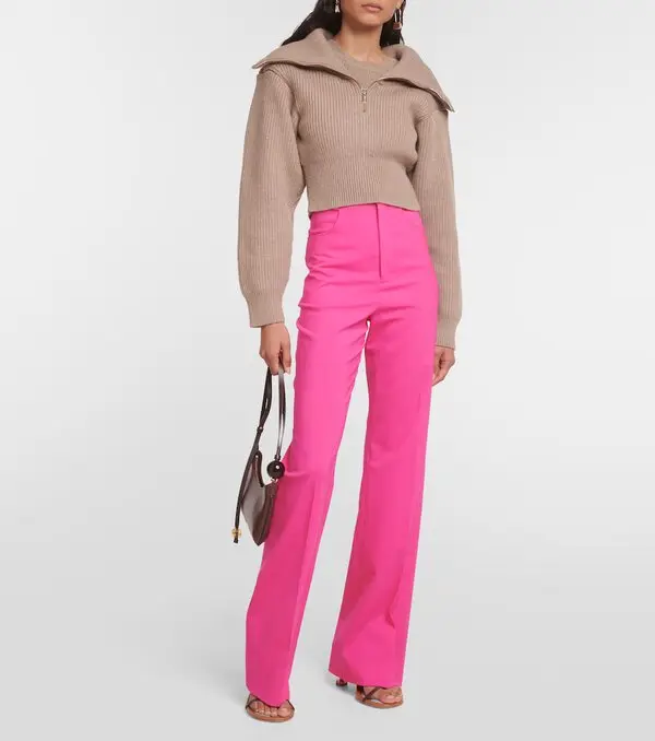 Jacquemus Le Maille Risoul Cropped Wool Sweater - Brown