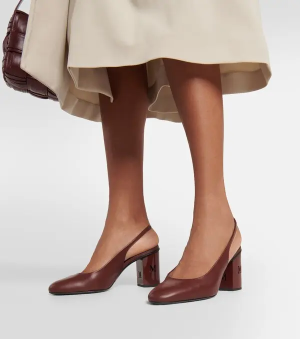 Max Mara Damiersli Leather Slingback Pumps