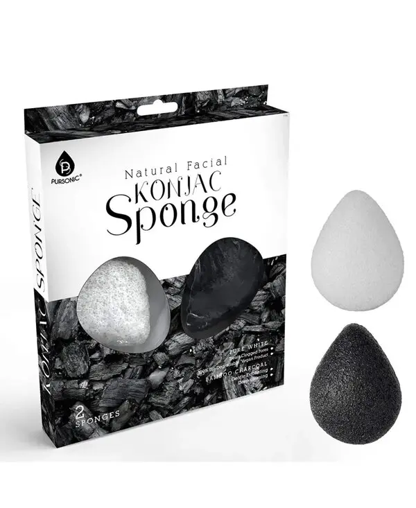 PURSONIC Natural Facial Konjac Sponge Duo Set - Assorted Pre-pack