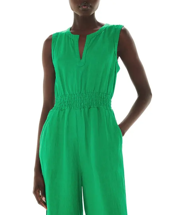 Whistles Melanie Linen Jumpsuit - Green