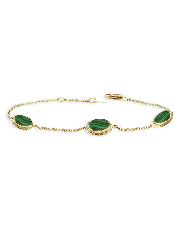 Bloomingdale'S 14k Yellow Gold Malachite Station Bracelet - Green/gold