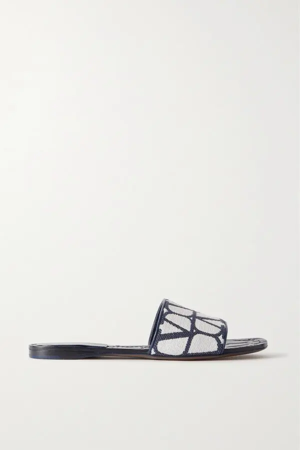 Valentino Garavani Toile Iconographe Jacquard Slides - Blue