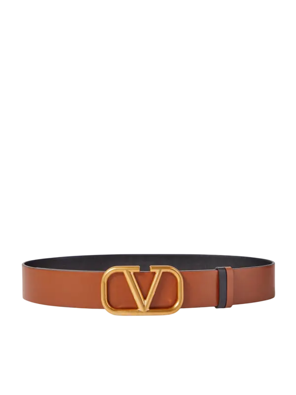 Valentino Garavani Vlogo Reversible Leather Belt - Brown