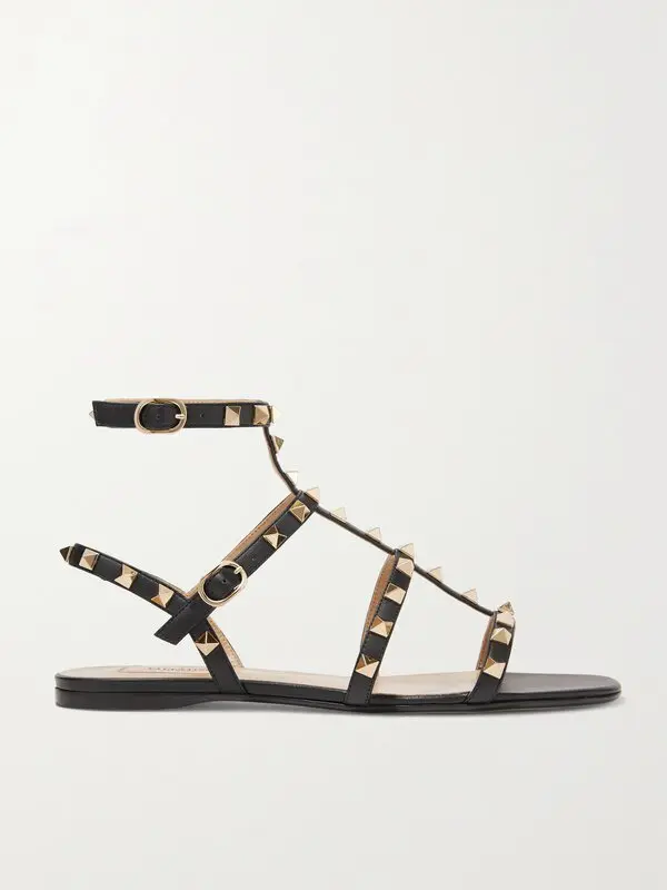 Valentino Garavani Rockstud Leather Sandals - Black