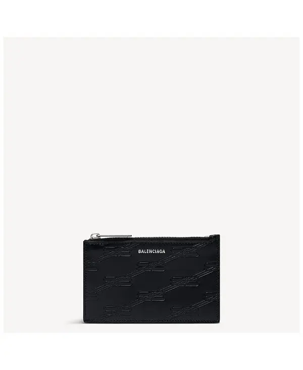 Balenciaga Embossed Monogram Long Coin And Card Holder Box - Black