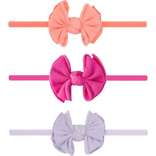 BABY BLING 3-pack Bow Headbands - Coral Gumball Orchid