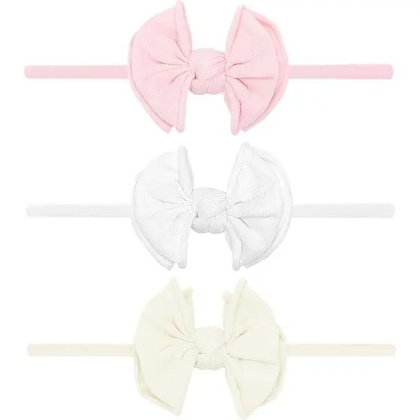 BABY BLING 3-pack Bow Headbands - Rose Quartz/white/ivory