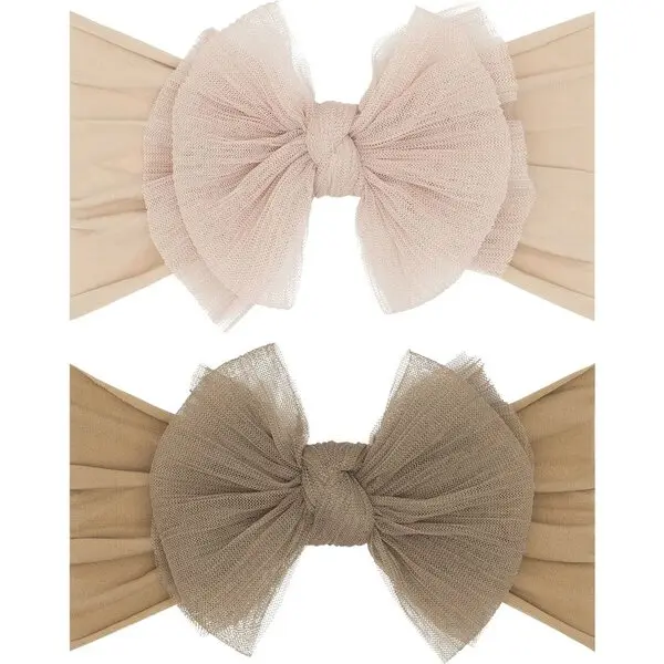 BABY BLING 2-pack Point D'esprit Tulle Headbands - Blush Latte
