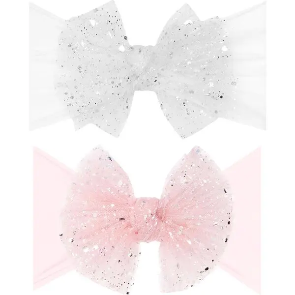 BABY BLING 2-pack Point D'esprit Tulle Headbands - Princess Pink White