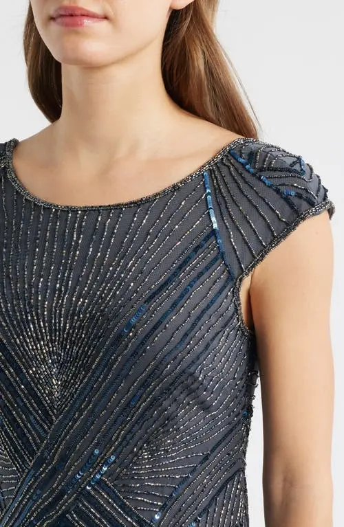 Pisarro Nights Embellished Cap Sleeve Gown