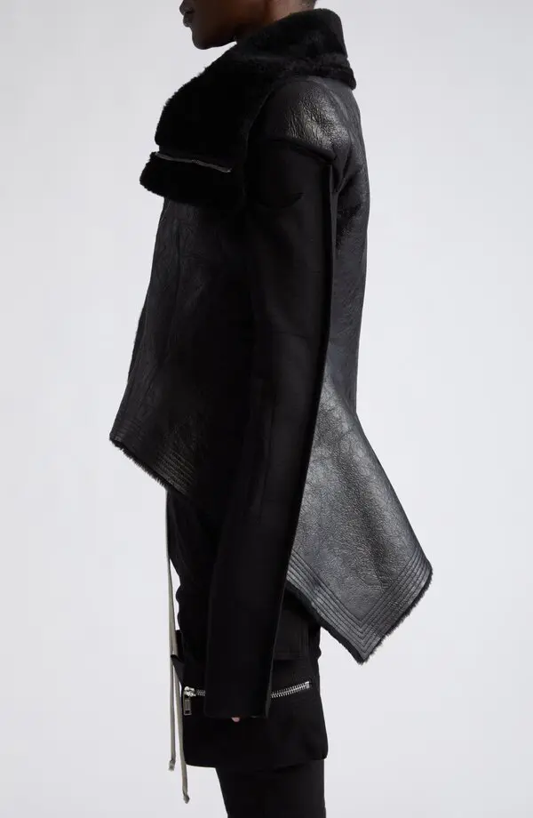 Rick Owens Luxor Naska Genuine Shearling & Merino Wool Biker Jacket