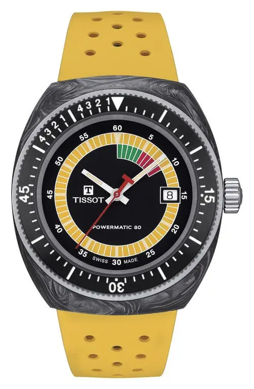 TISSOT Sideral S Powermatic 80 Strap Watch - Black/yellow