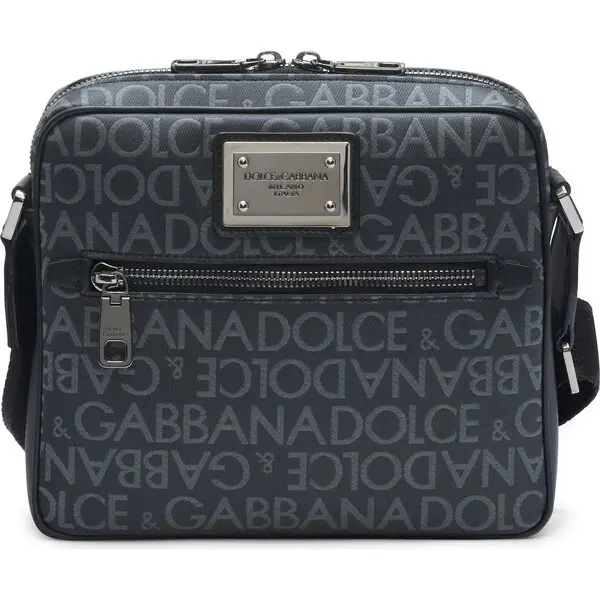 Dolce & Gabbana Logo Jacquard Crossbody Bag - Black/grey