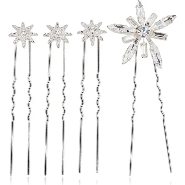 Brides & Hairpins Iro Set Of 4 Crystal Hair Pins - Silver