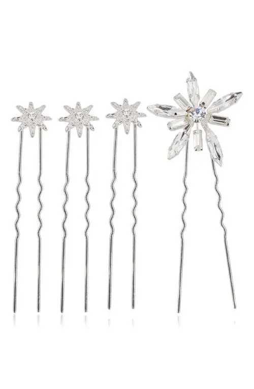 Brides & Hairpins Iro Set Of 4 Crystal Hair Pins - Silver