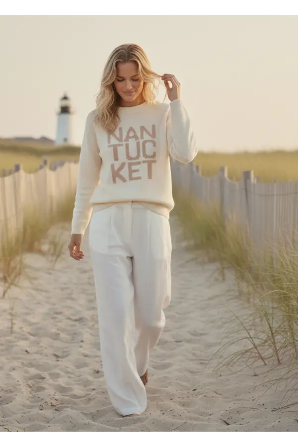 ELLSWORTH + IVEY Nantucket Stacked Knit Sweater - Natural