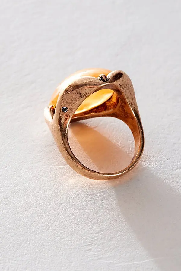 Free People Essence Stone Inlay Ring - Amber Gold