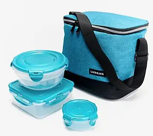 LOCKNLOCK Insulated Lunch Bag With 3 Containers