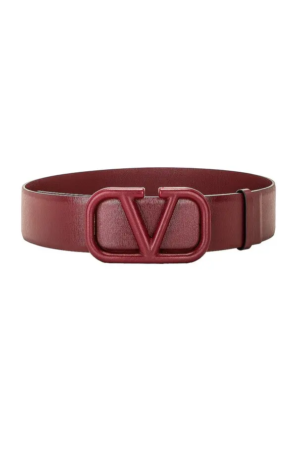 Valentino Garavani The Bold Edition VLOGO Leather Belt Burgundy Red Valentino Garavani The Bold Edition VLOGO Leather Belt  main image 3