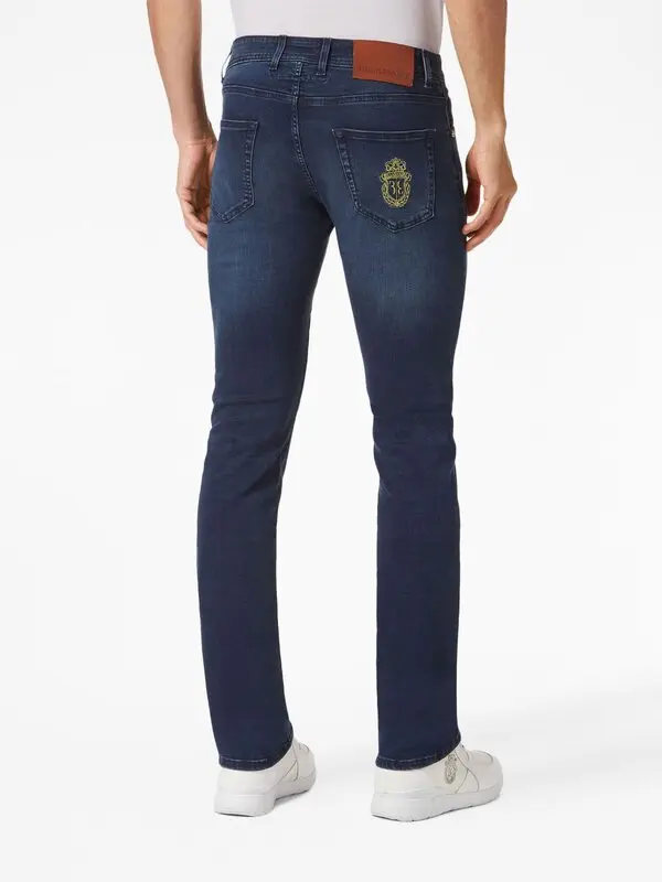 BILLIONAIRE Straight-cut Jeans With Embroidered Logo - Blue