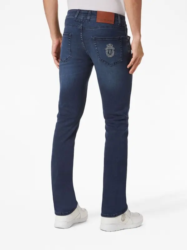 BILLIONAIRE Embroidered-logo Straight-cut Jeans - Blue