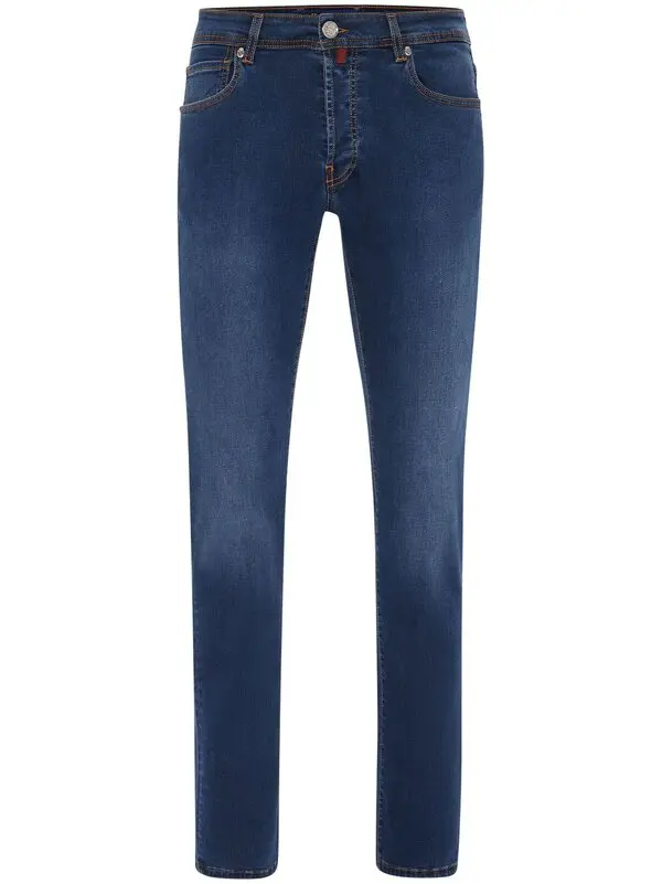 BILLIONAIRE Logo-embroidered Straight-cut Jeans - Blue