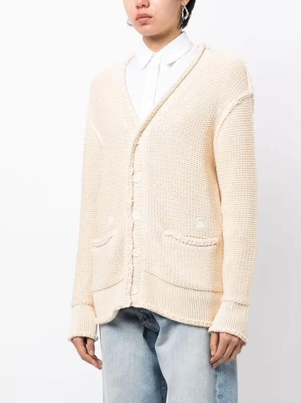 R13 Paint-splatter V-neck Cardigan