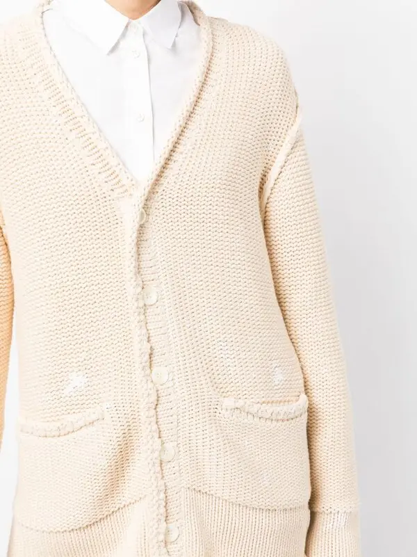 R13 Paint-splatter V-neck Cardigan