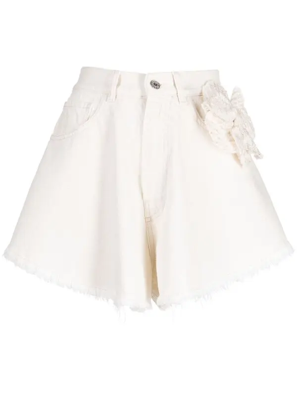 FORTE DEI MARMI COUTURE Pantagonna Frayed-hem Denim Shorts - White
