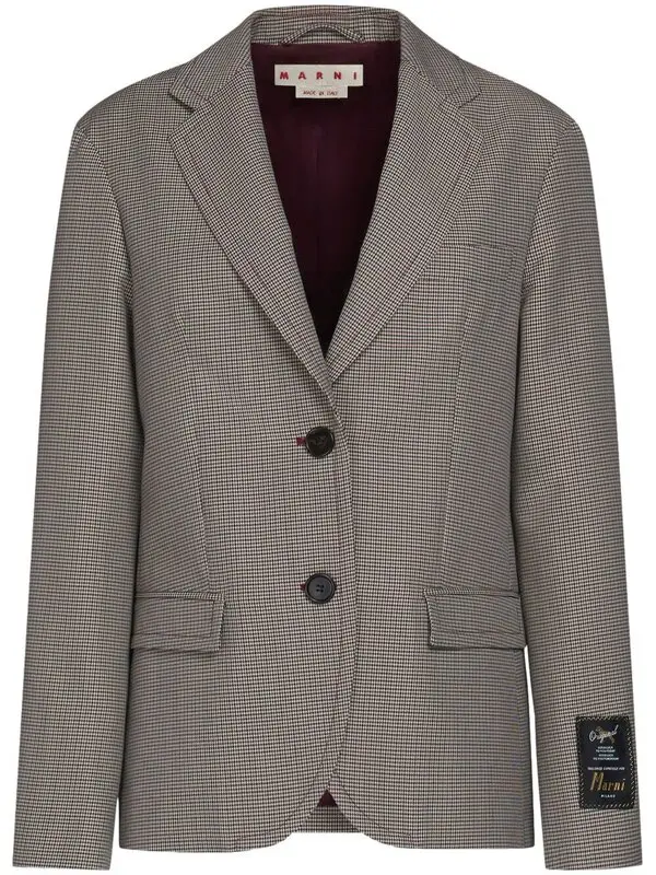 Marni Houndstooth-pattern Single-breasted Blazer - Grey