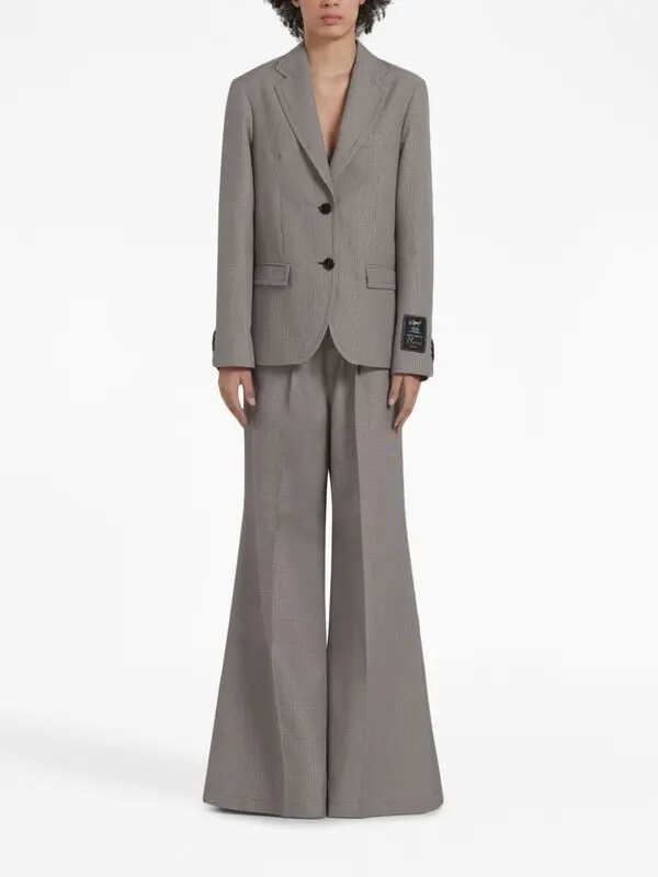 Marni Houndstooth-pattern Single-breasted Blazer - Grey