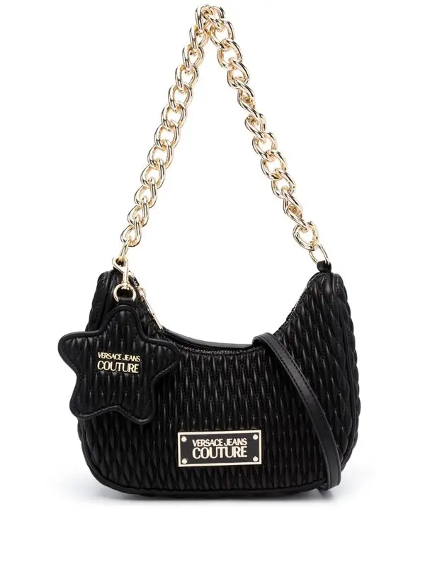 Versace Logo Plaque Quilted Shoulder Bag