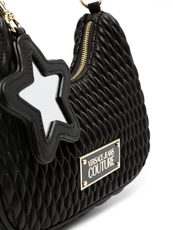 Versace Logo Plaque Quilted Shoulder Bag