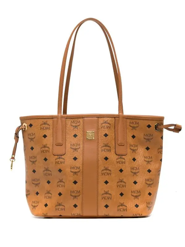 Mcm Small Liz Monogram Tote Bag - Brown