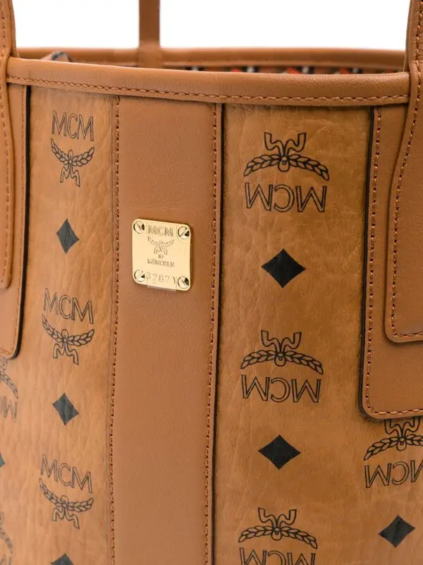 Mcm Small Liz Monogram Tote Bag - Brown