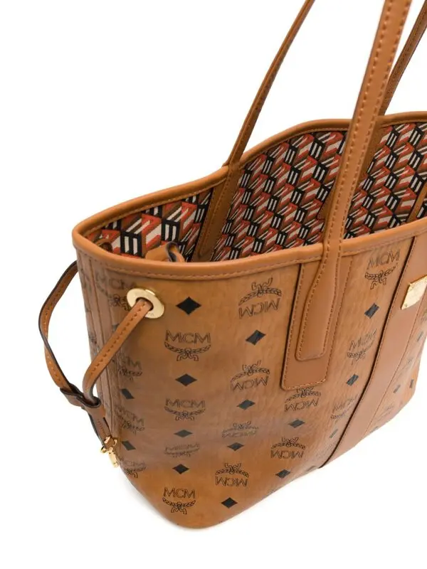Mcm Small Liz Monogram Tote Bag - Brown