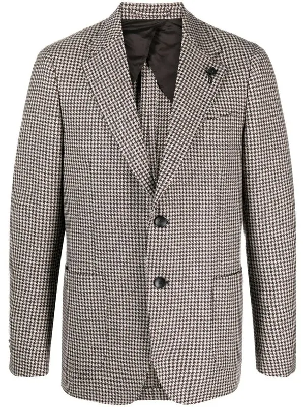 LARDINI Houndstooth Wool Blazer