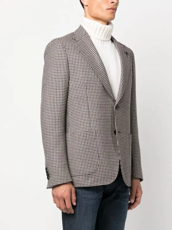 LARDINI Houndstooth Wool Blazer