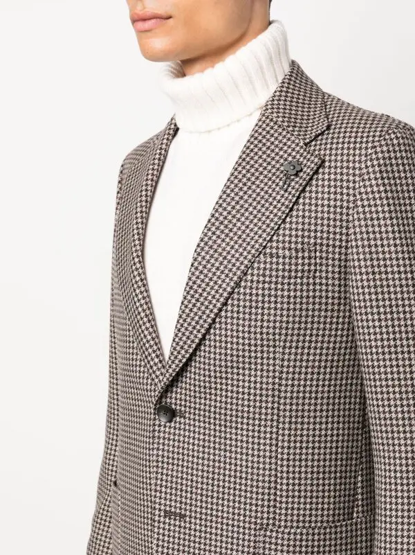 LARDINI Houndstooth Wool Blazer
