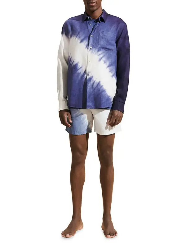 Vilebrequin Graphic Linen Button-front Shirt - Faience